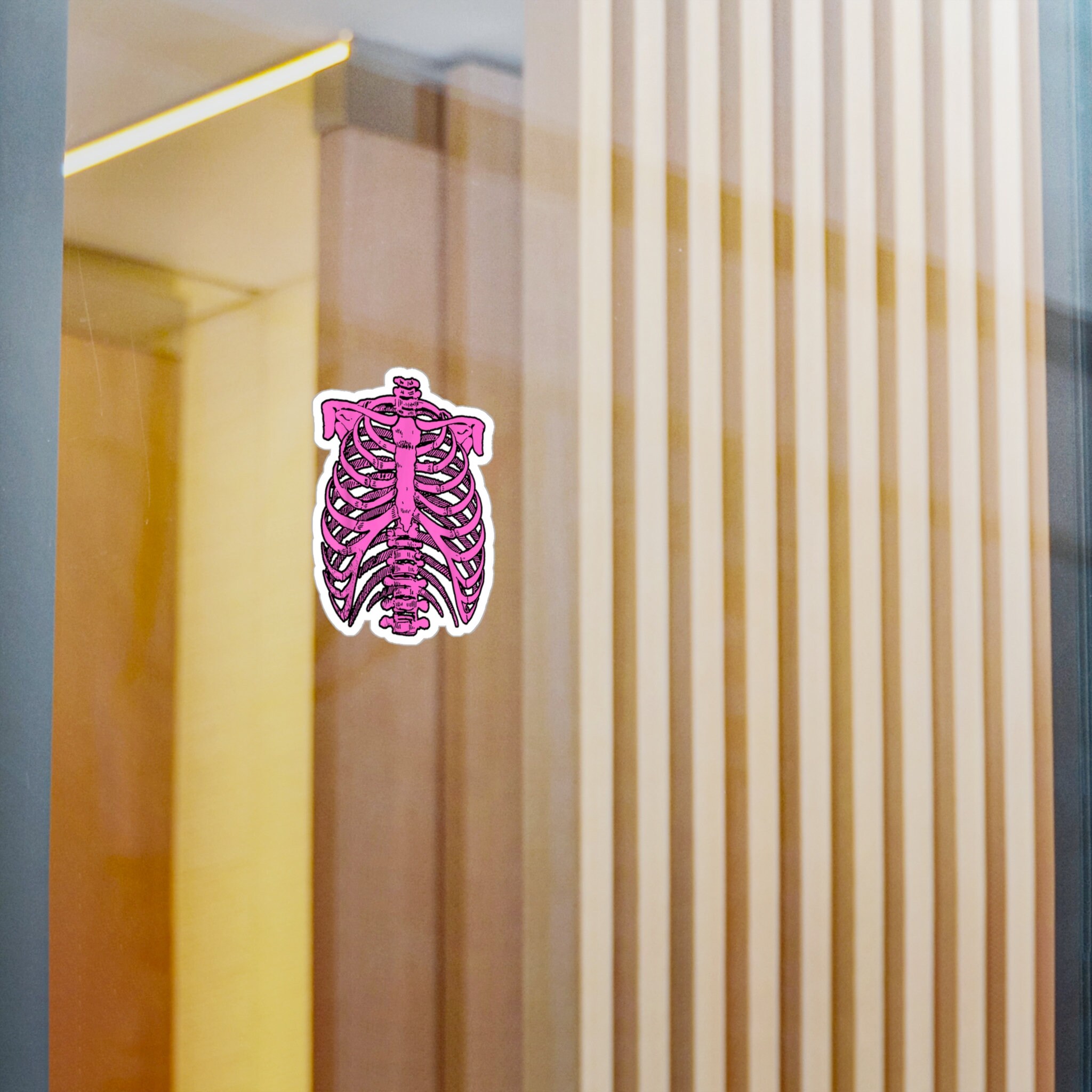 Halloween Pastel Pink Skeleton Rib Cage Sticker - Etsy