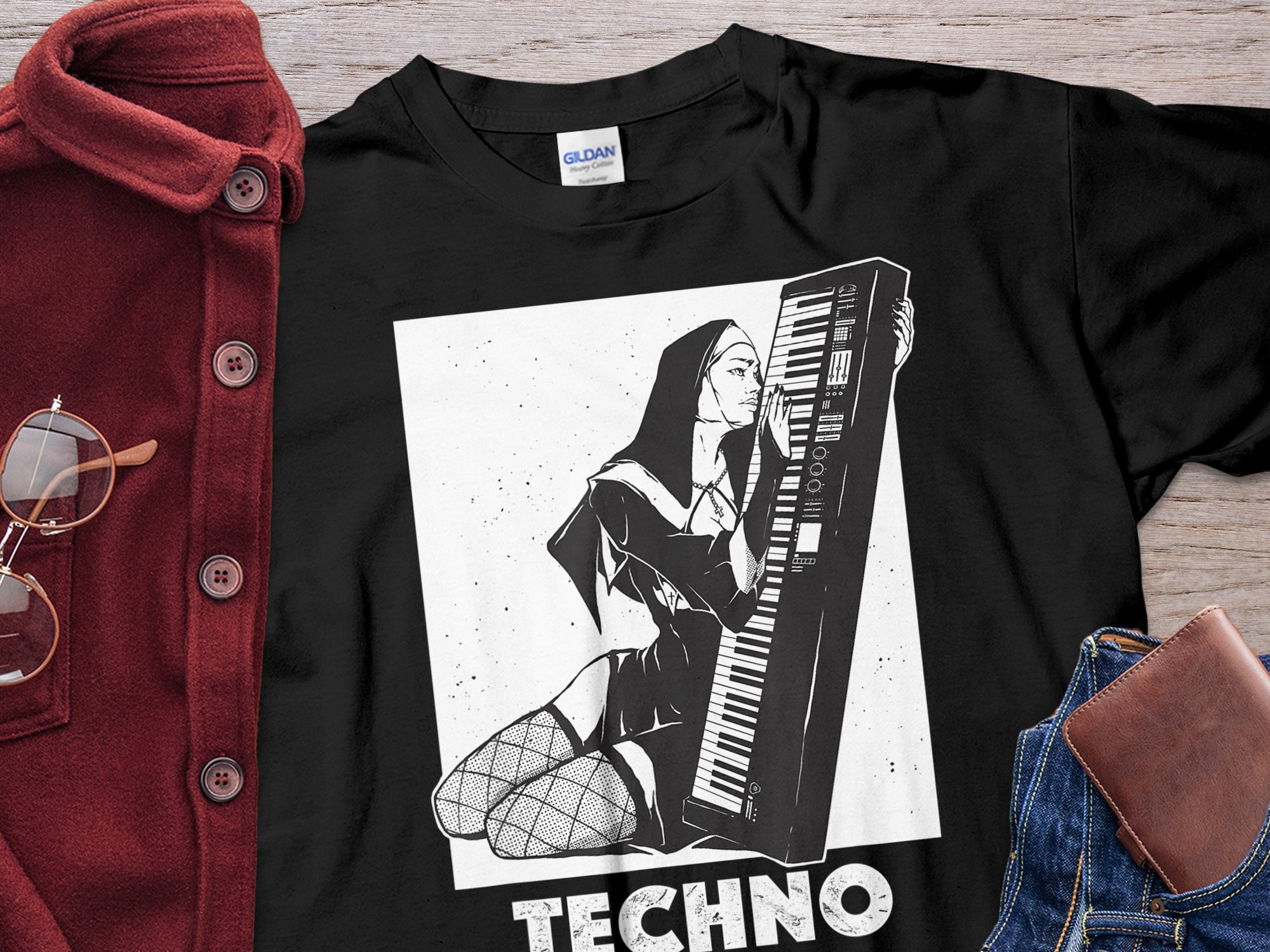 Techno Nun House DJ Breakcore Cybergrind Unisex T-shirt Rave - Etsy