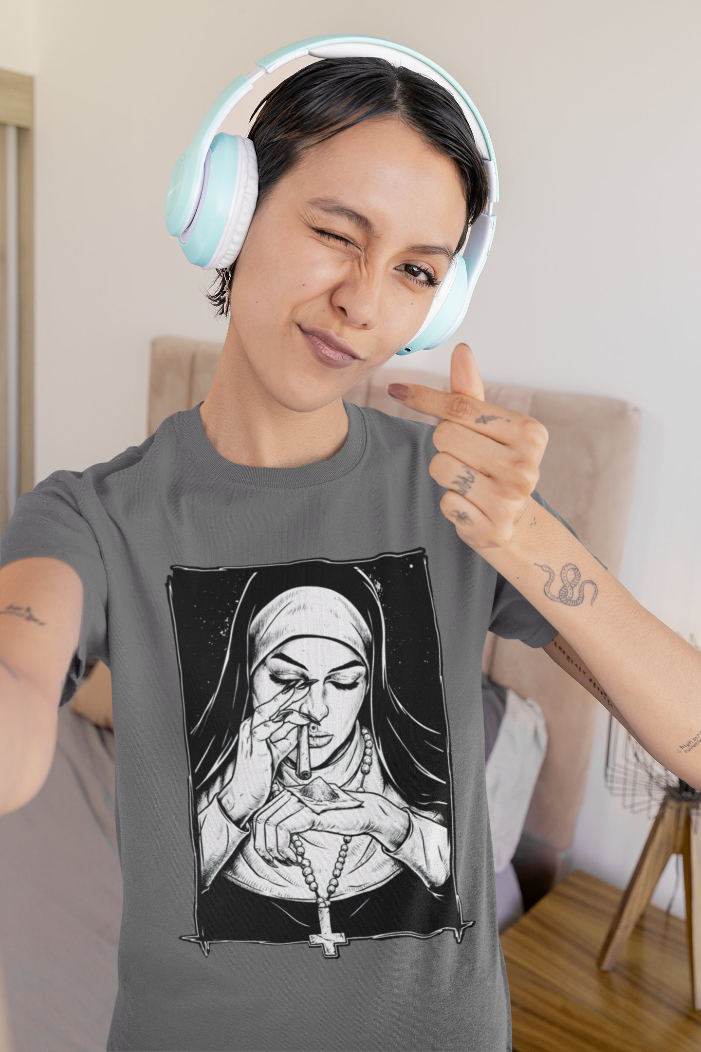 Funny Unholy Drug Nun Unholy Nun Unisex T-shirt, War on Drugs, Street ...