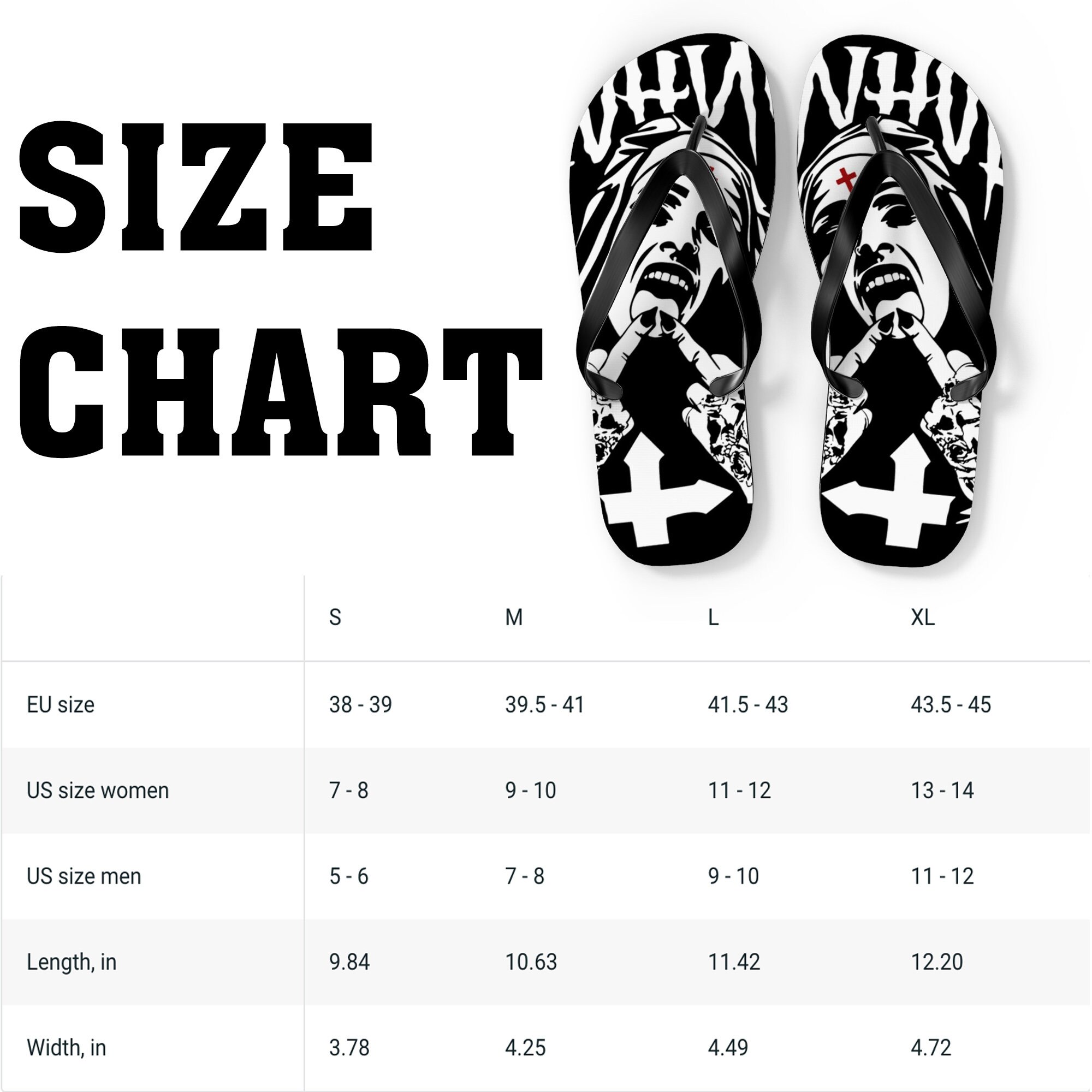Funny Horror Unholy Nun Flip Flops, Goth Flip Flops, Punk Flip Flops ...