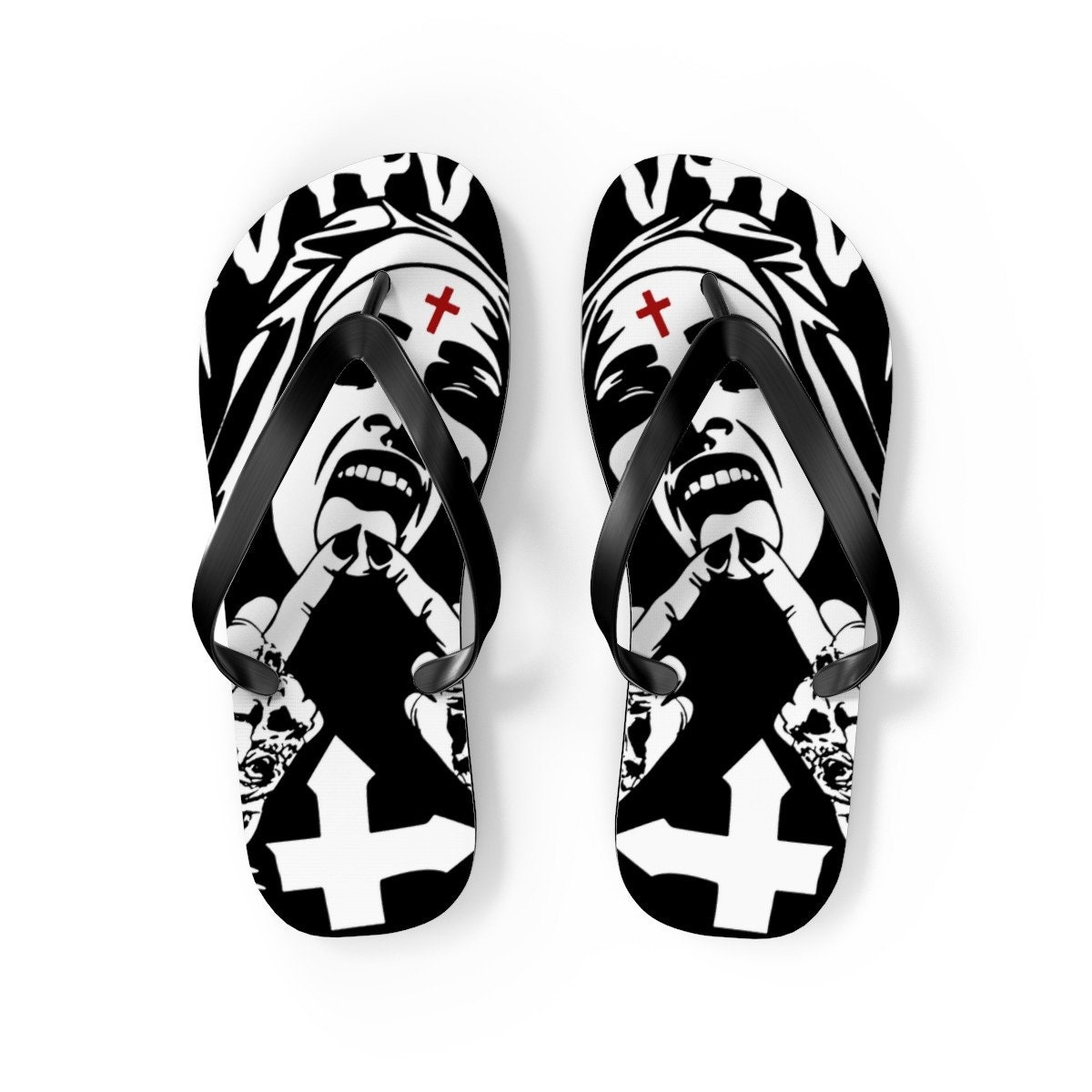 Funny Horror Unholy Nun Flip Flops Goth Flip Flops Punk Flip - Etsy