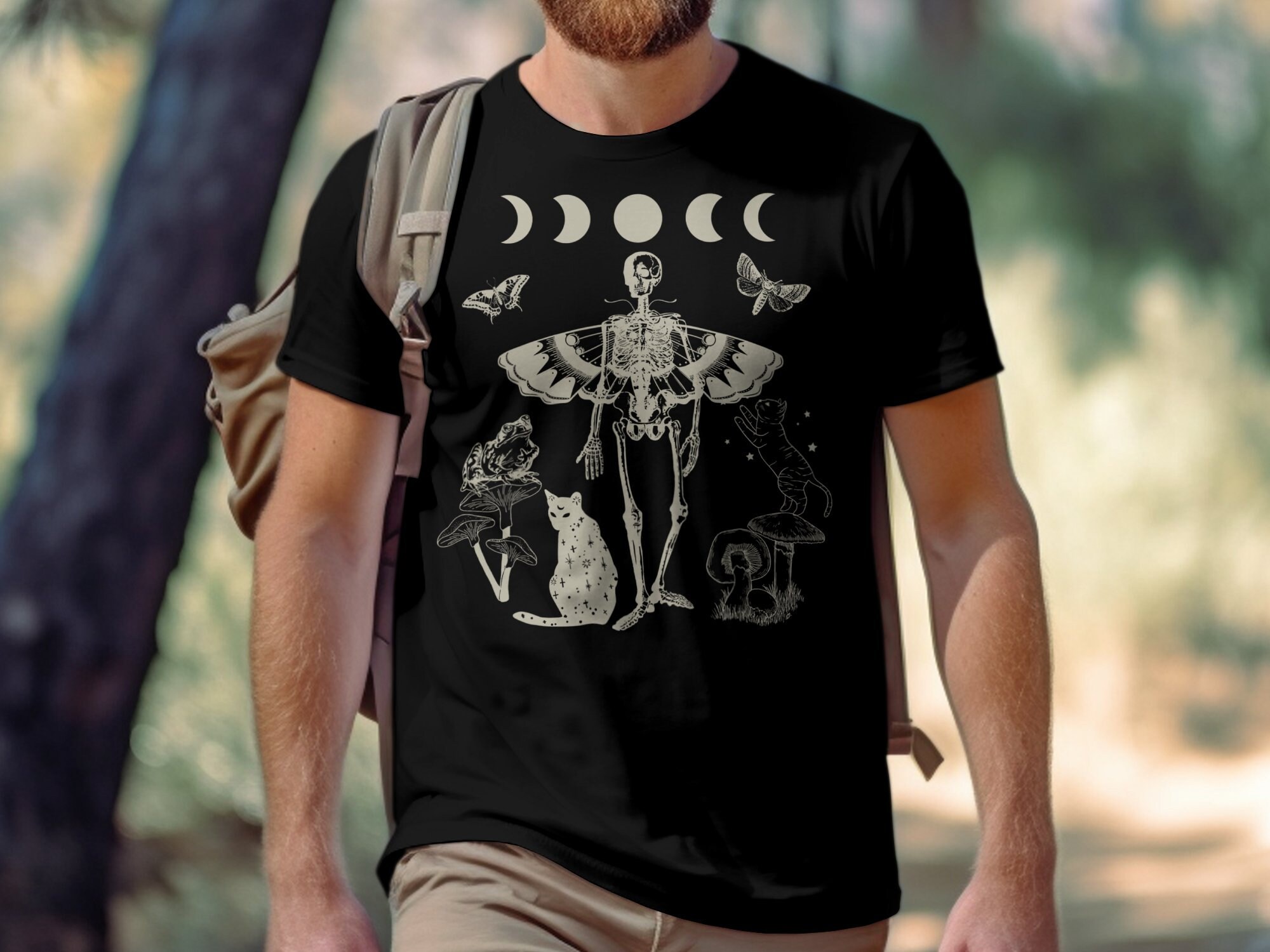 Fairycore Aesthetic Skeleton Skull Butterfly Moon Phase Goth T-shirt ...