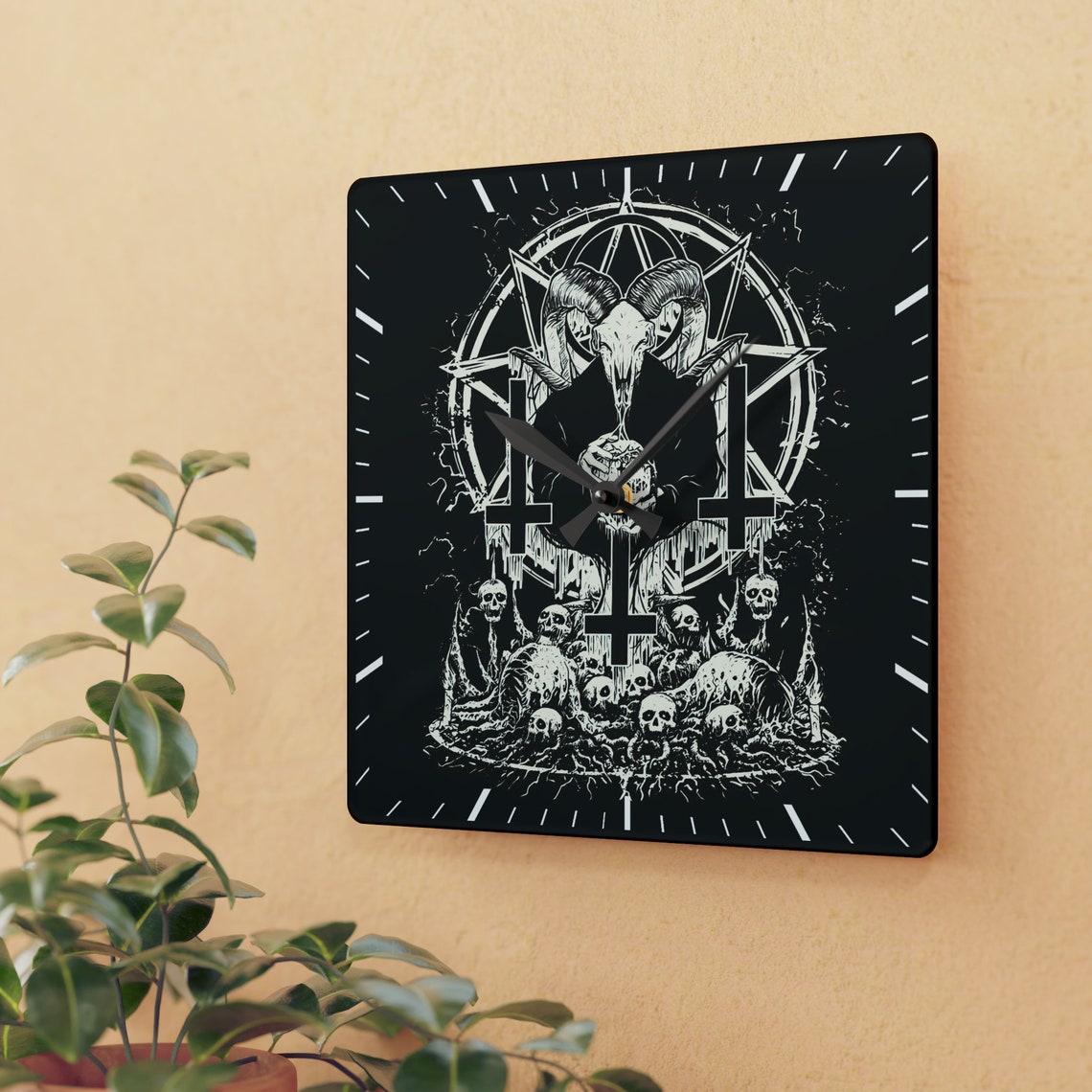 Satanic Gothic Wall Clock Devil Wall Decor Goth Wall Clock - Etsy