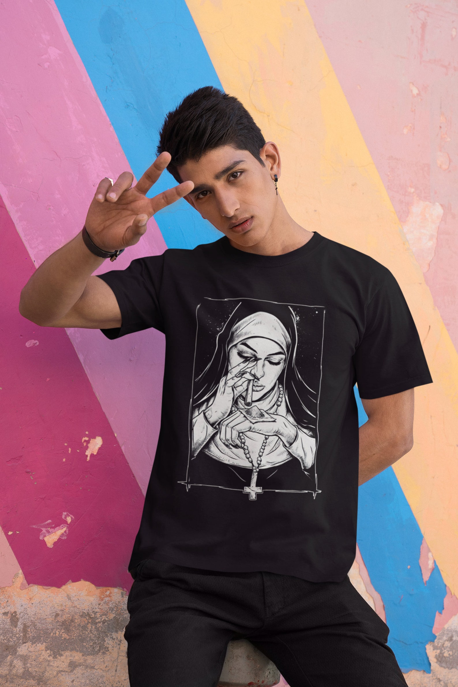 Funny Unholy Drug Nun Unholy Nun Unisex T-shirt, War on Drugs, Street ...