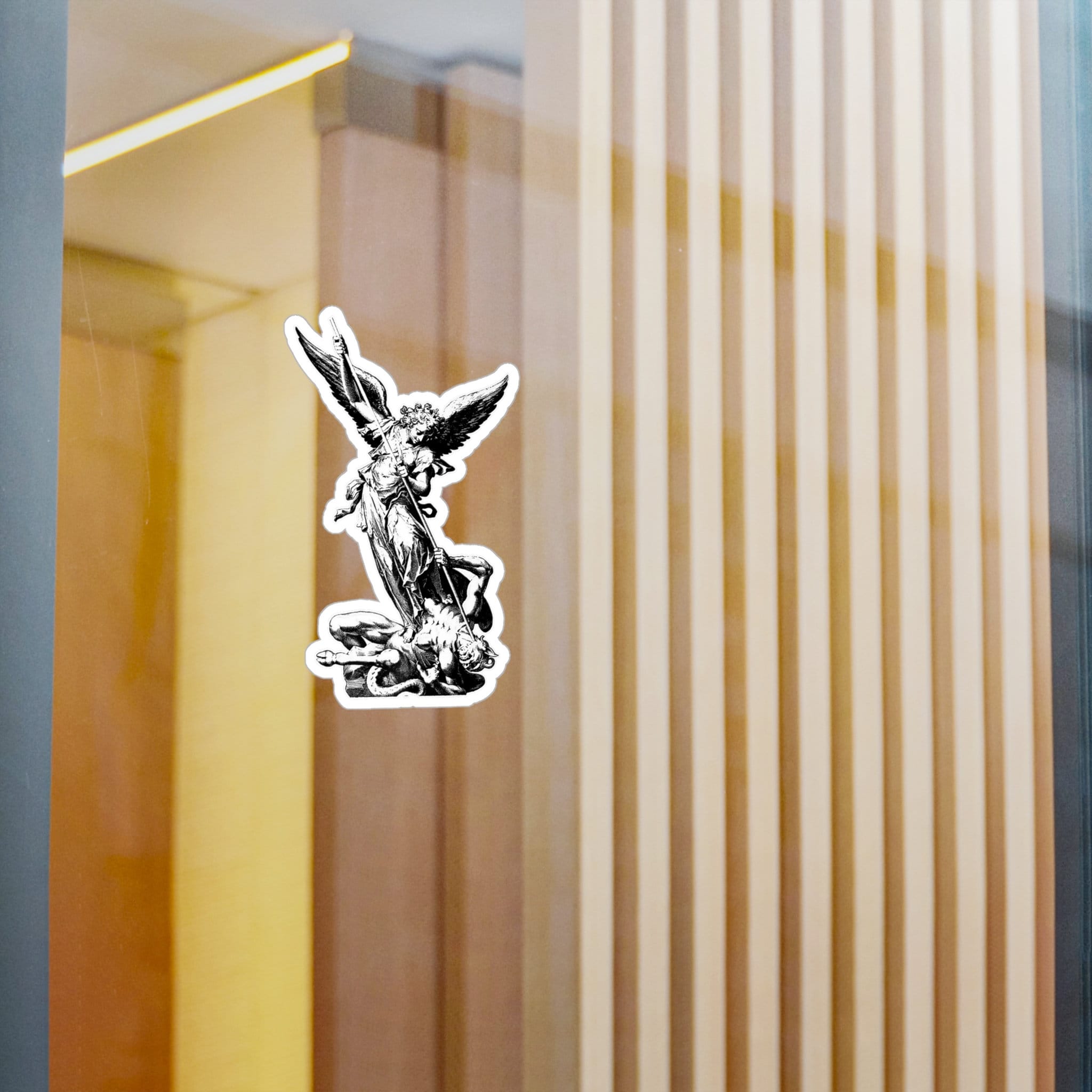 Saint Michael Archangel Defeats the Devil Sticker, Christian Goth ...