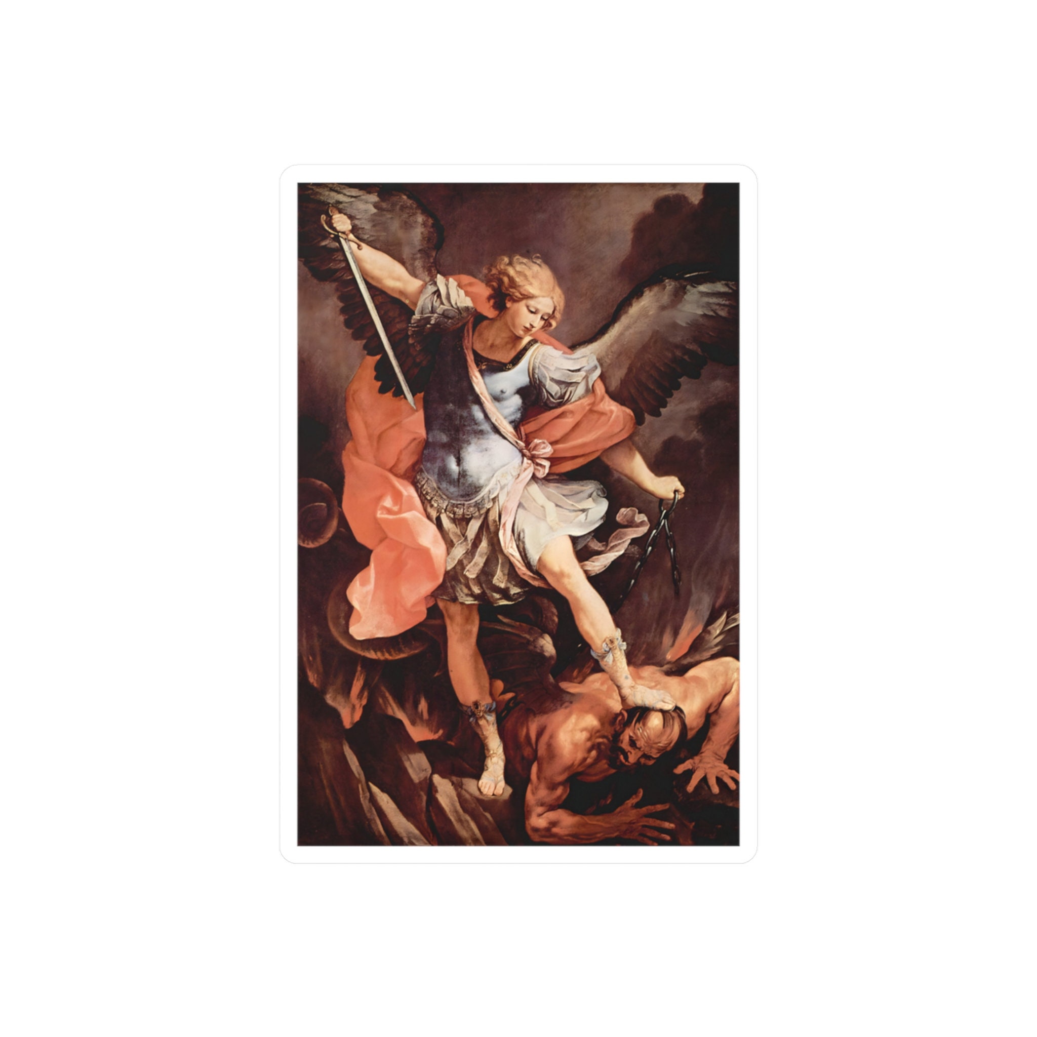 The Archangel Michael Defeating Satan Sticker - Etsy