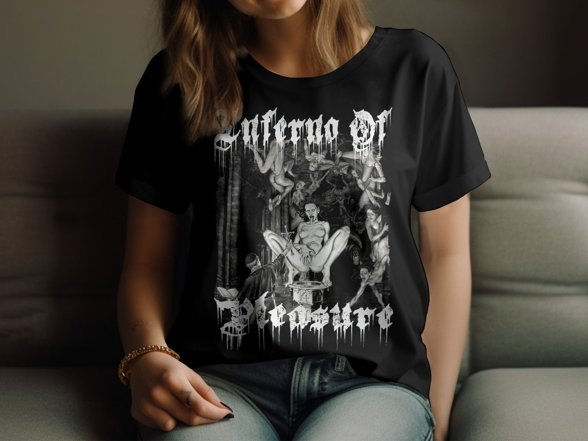 Inferno of Pleasure Satanic Girl Demon Tshirt Unholy Nun Shirt Unisex T ...