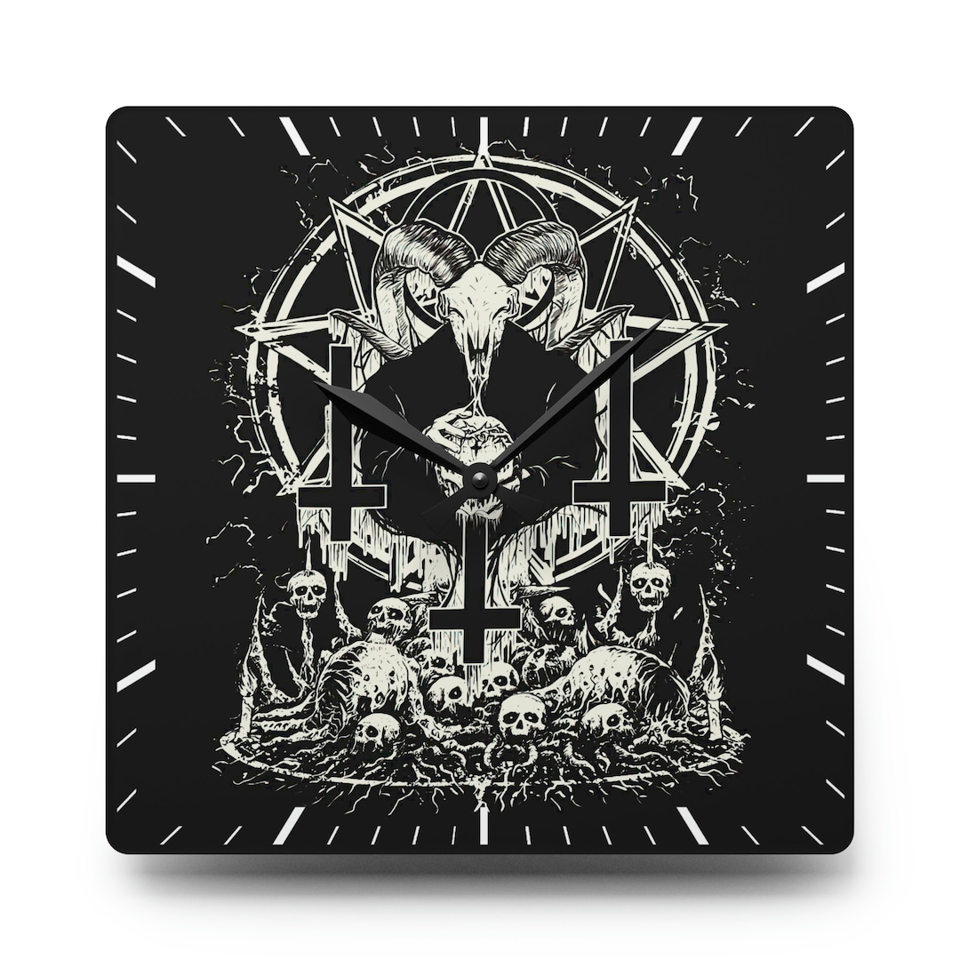 Satanic Gothic Wall Clock | Devil Wall Decor | Goth Wall Clock ...