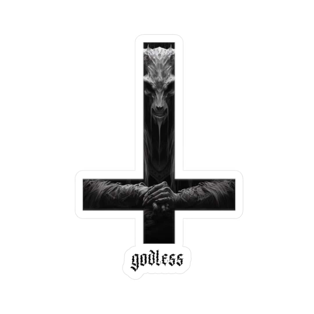 Godless Anti-christ Symbol Sticker, Satanic Religion Demon Cross ...