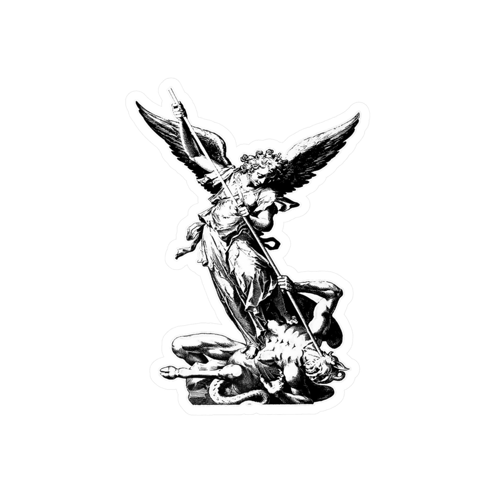Saint Michael Archangel Defeats the Devil Sticker, Christian Goth ...