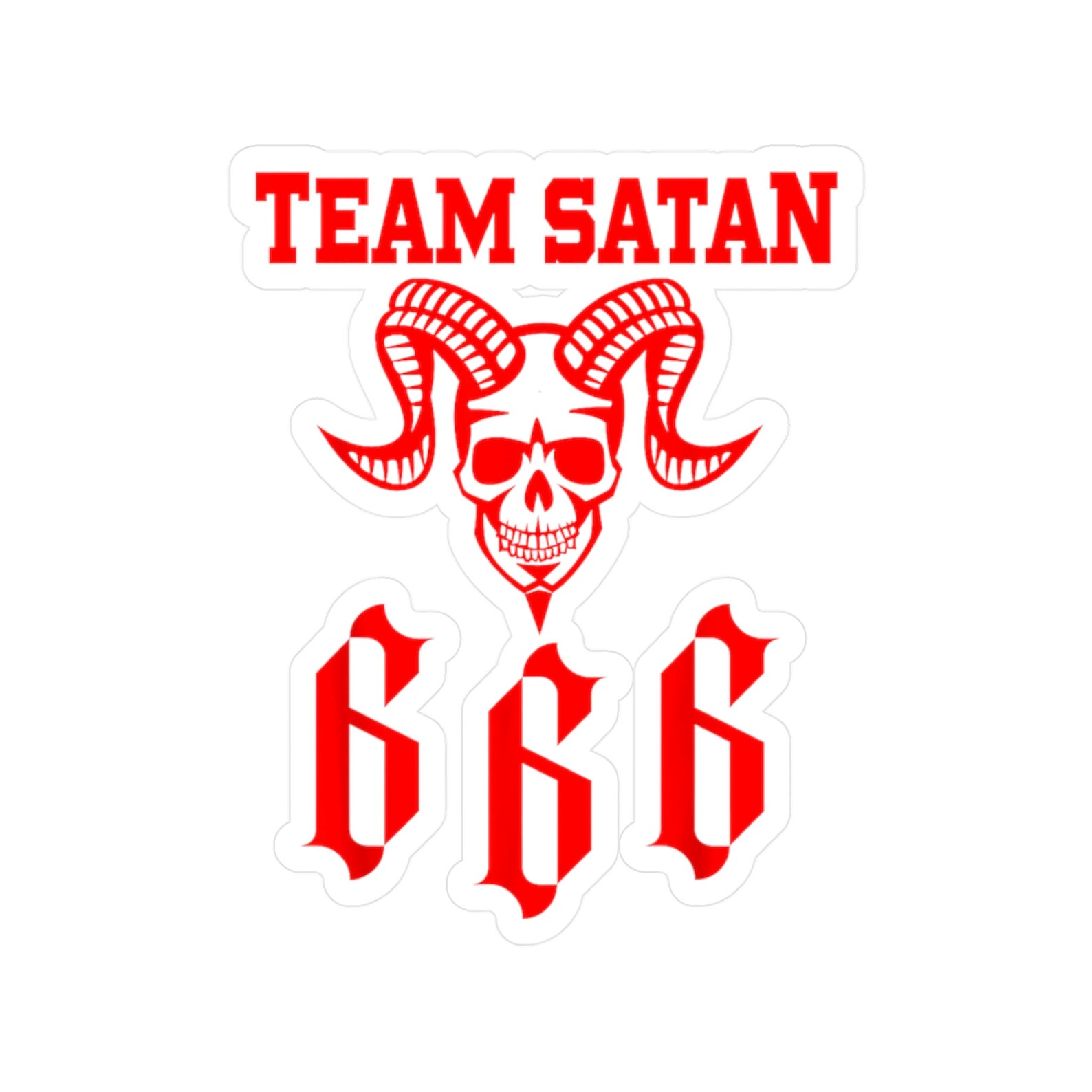 Team Satan 666 Costume Sticker, 666 Sticker, Satan Sticker, Skull ...
