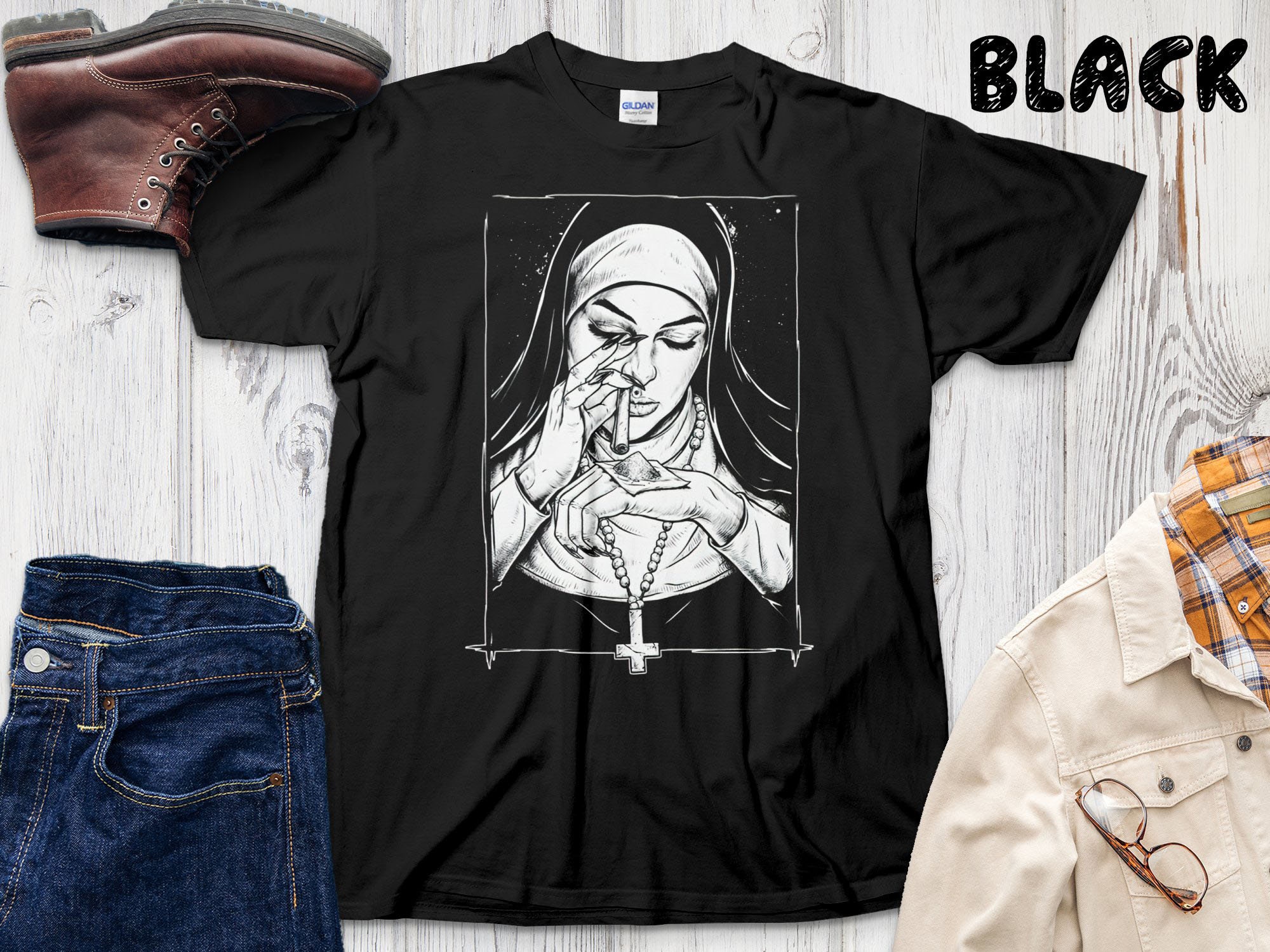 Funny Unholy Drug Nun Unholy Nun Unisex T-shirt, War on Drugs, Street ...