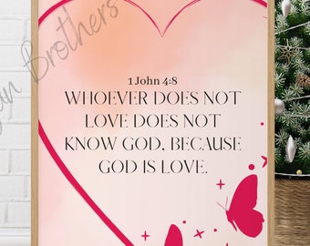 Christian Wall Art Bible Verse 1 John 4:8 god is Love - Etsy