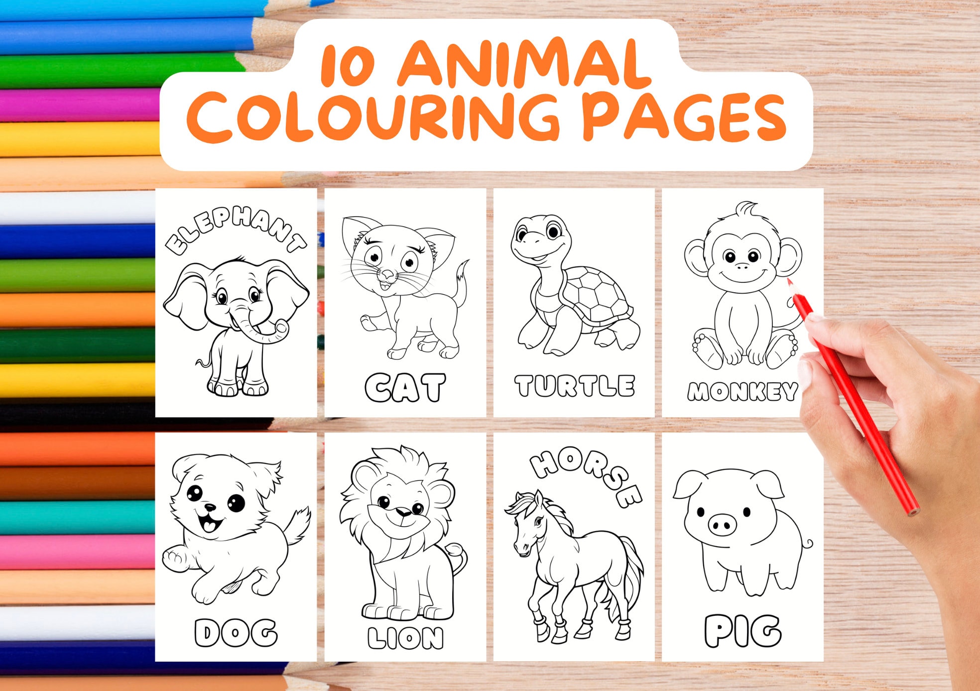 Animal Printable Colouring Pages for Kids Toddlers Preschoolers Animal ...