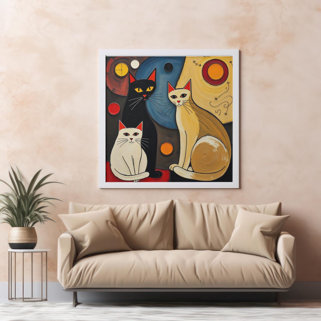 Abstract Cat Poster in Wassily Kandinsky Style – Modern Art Print ...