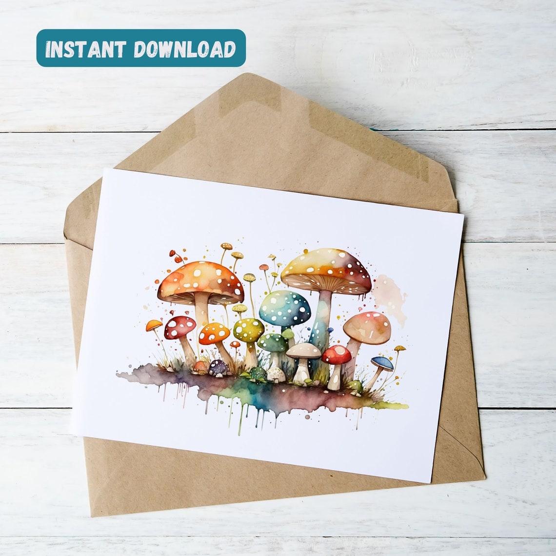 Mushrooms Watercolor Clipart Toadstool Clip Art PNG Instant - Etsy