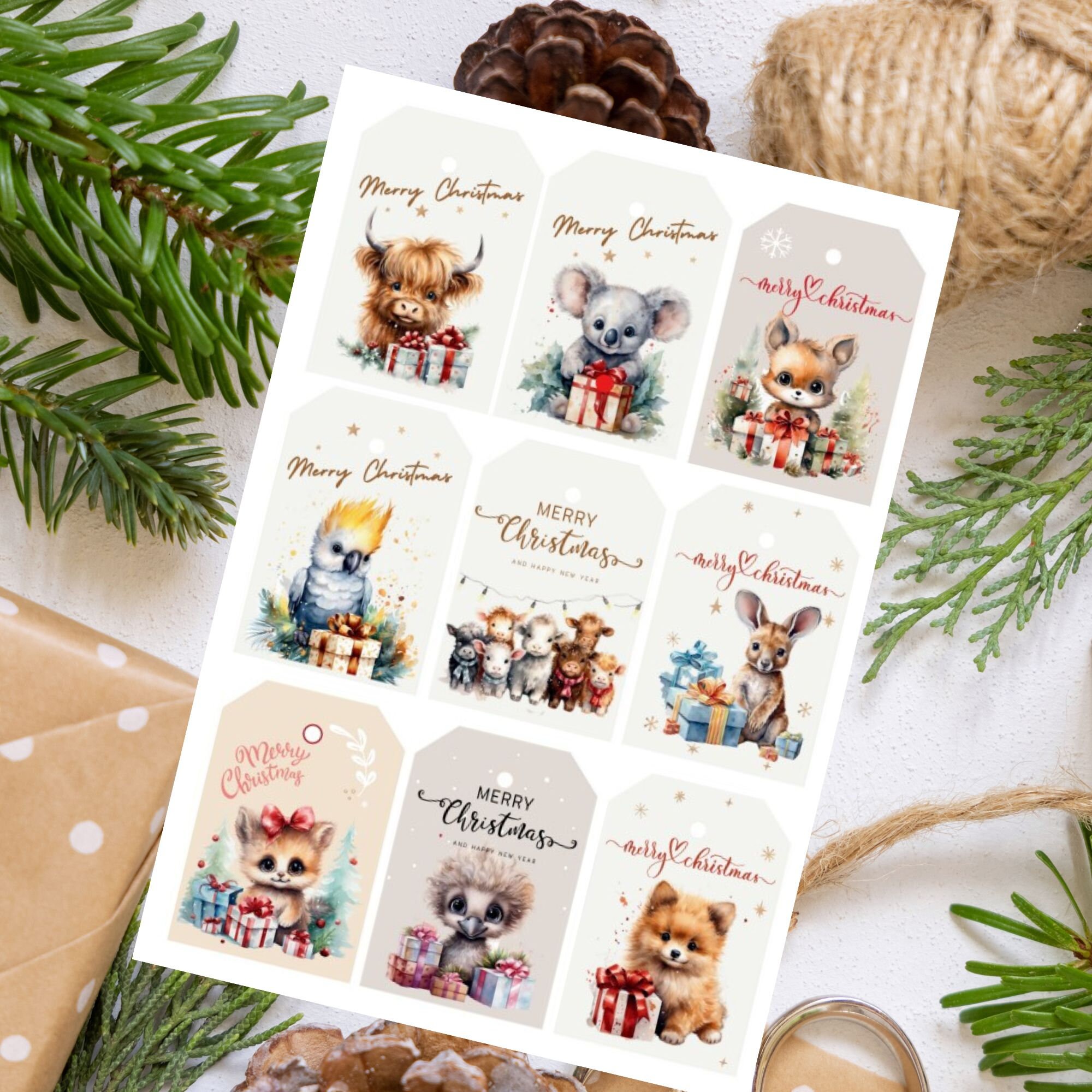 18 Baby Animal Printable Gift Tags Christmas Gift Tags Holiday - Etsy