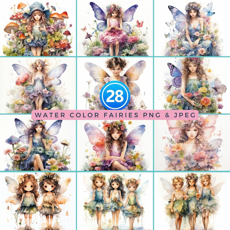 Watercolor Fairy Clipart Instant Download Pastel Fairy PNG Fairy Garden ...