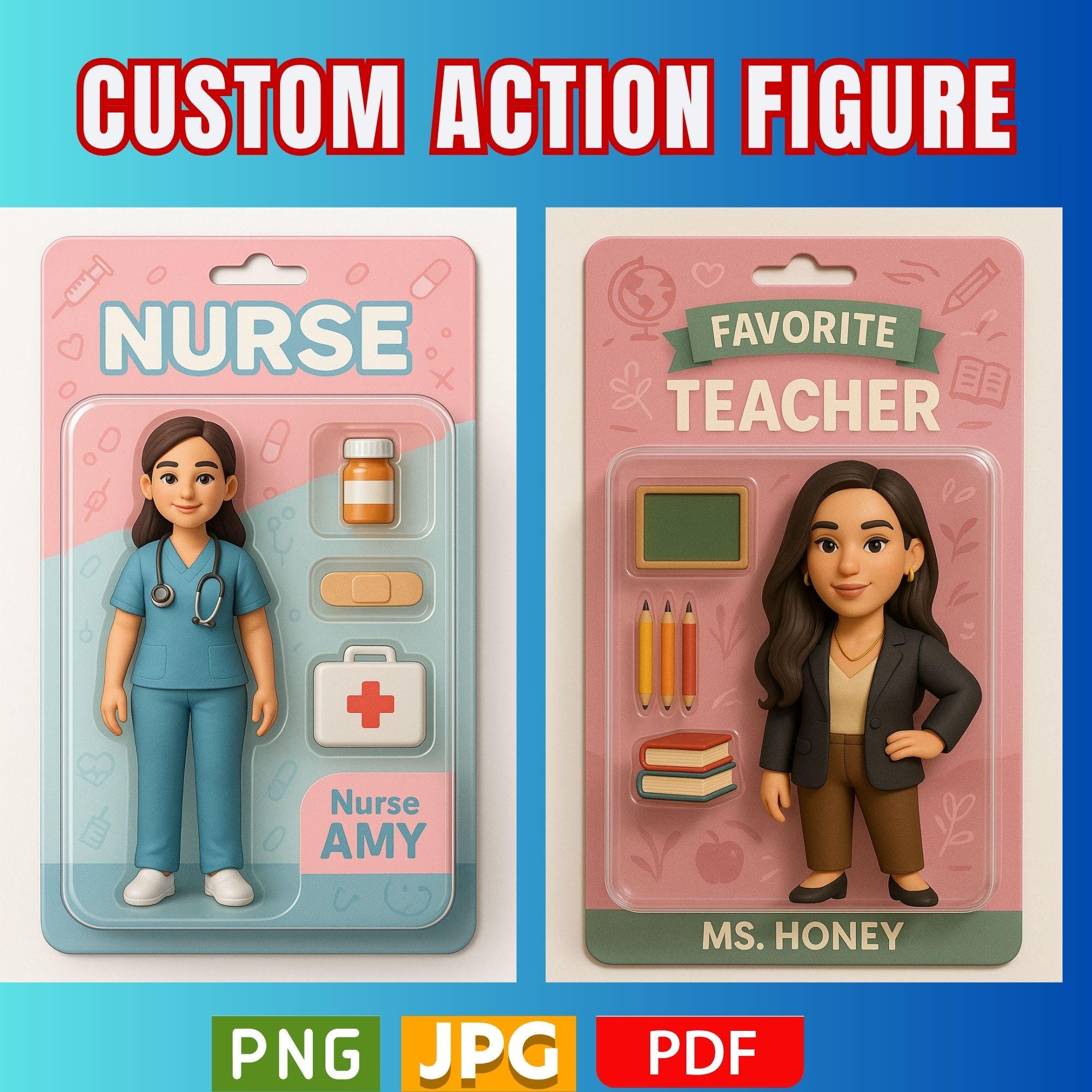 Custom Nurse Action Figure Portrait: Personalized Digital Art (PNG JPG ...