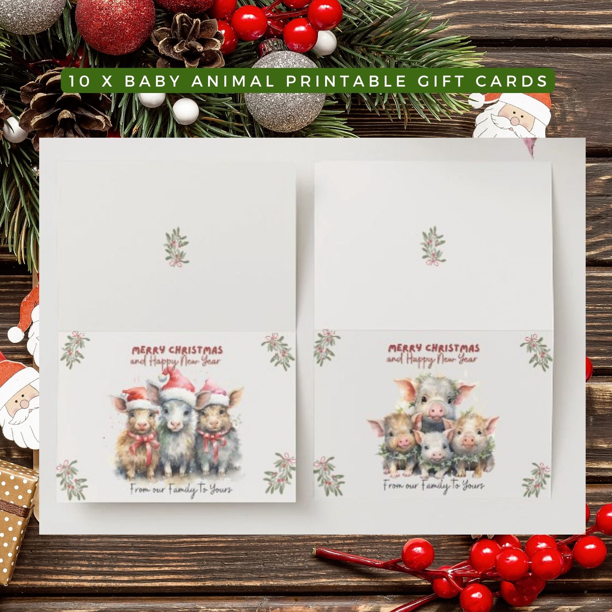 10 Farm Animal Christmas Cards Printable Christmas Cards Farm - Etsy