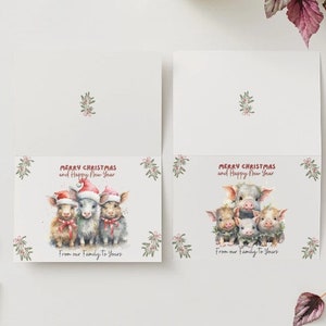 10 Farm Animal Christmas Cards Printable Christmas Cards Farm Animal ...