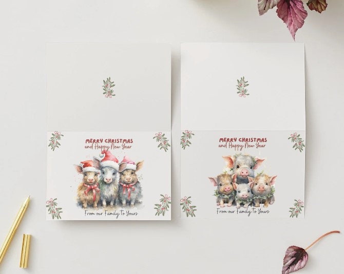 10 Farm Animal Christmas Cards Printable Christmas Cards Farm - Etsy