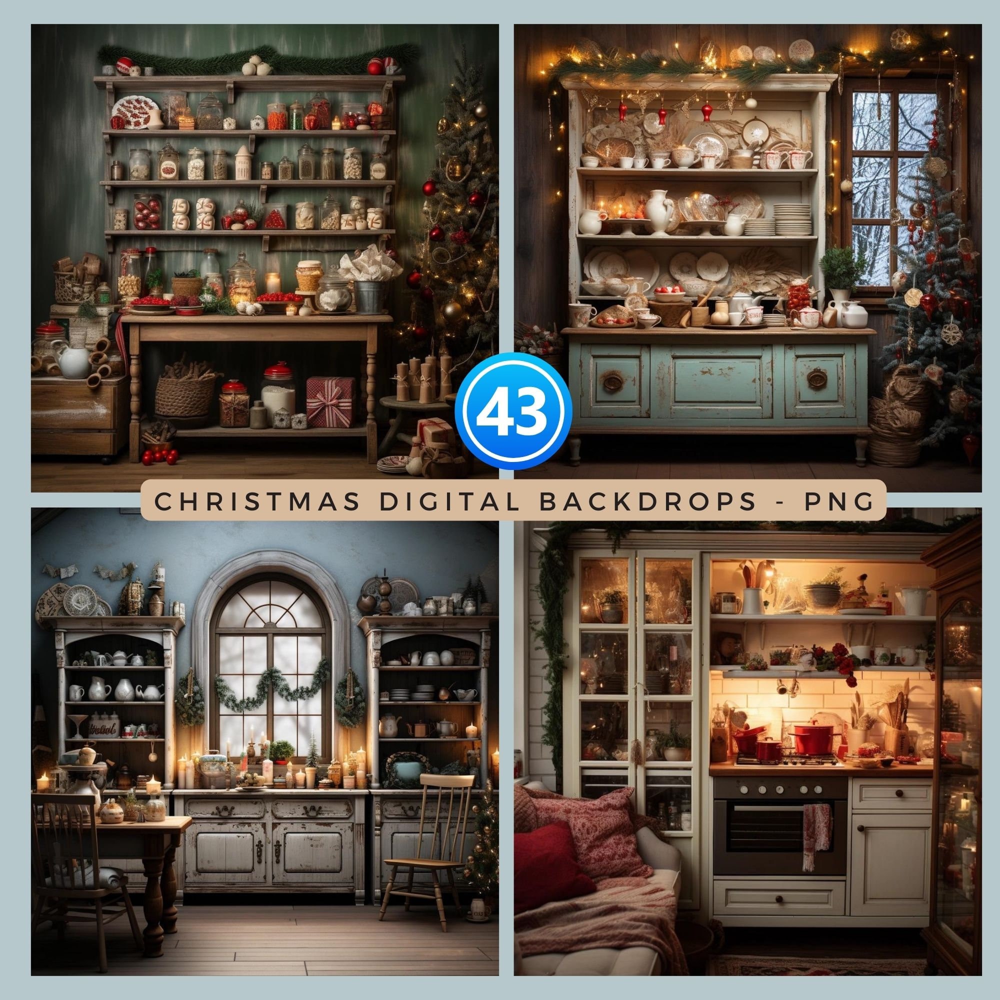 43 Christmas Digital Backdrops BUNDLE Santa Claus North Pole Backdrops ...