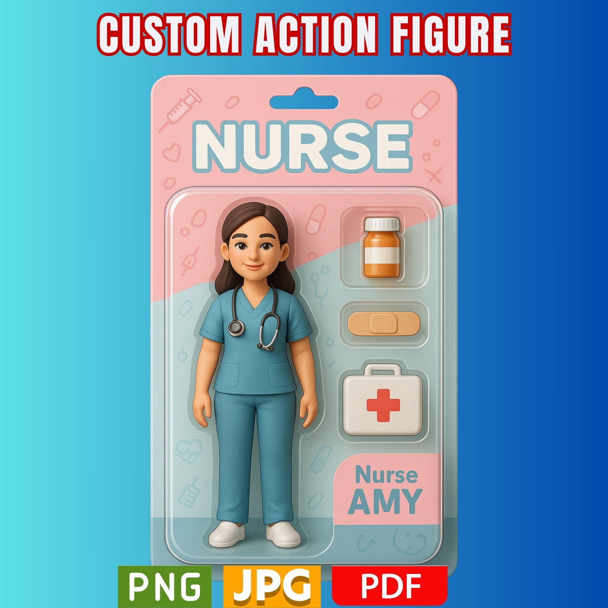 Custom Nurse Action Figure Portrait: Personalized Digital Art (PNG JPG ...