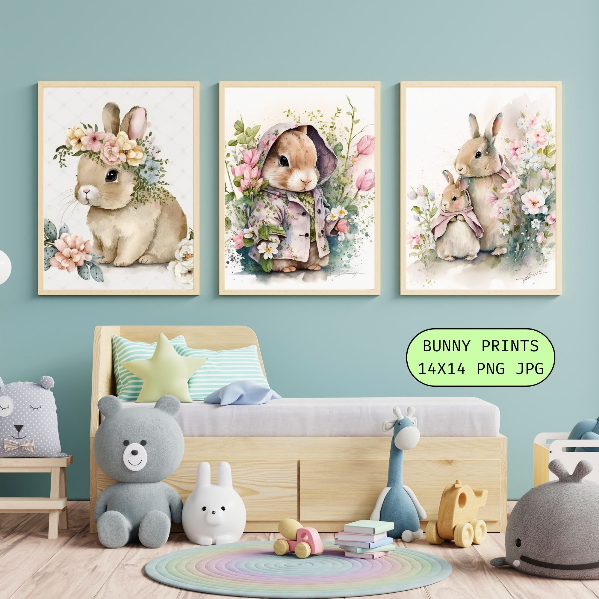 Watercolour Bunny Clipart Cute Bunny Rabbit Designs Nursery - Etsy