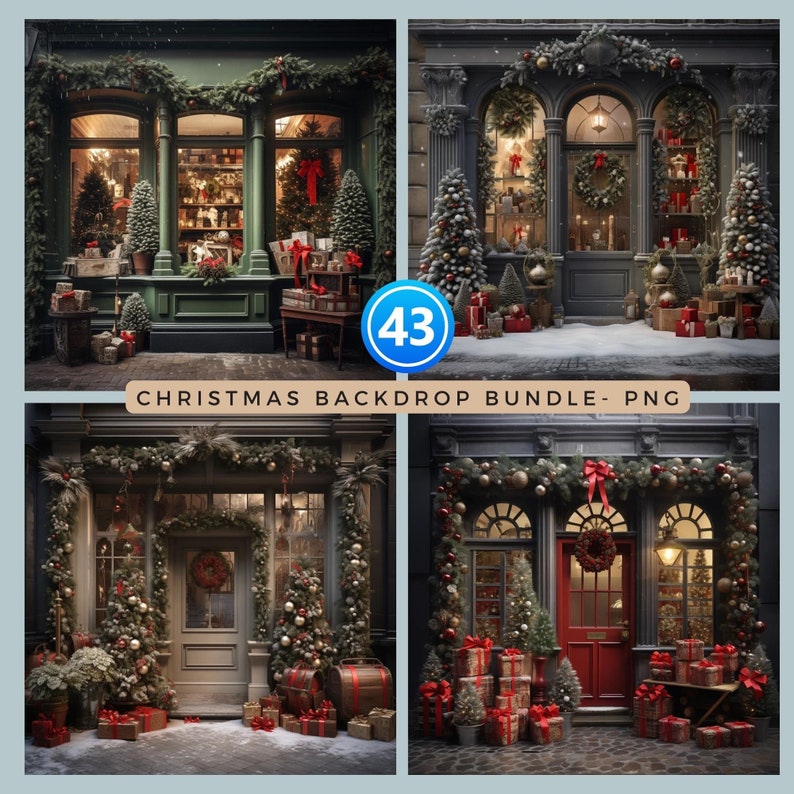 Christmas Digital Backdrops BUNDLE PNG Santas House Backdrop Christmas ...