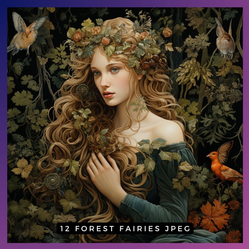 Forest Fairies Clipart Digital Enchanted Forest William Morris Style ...