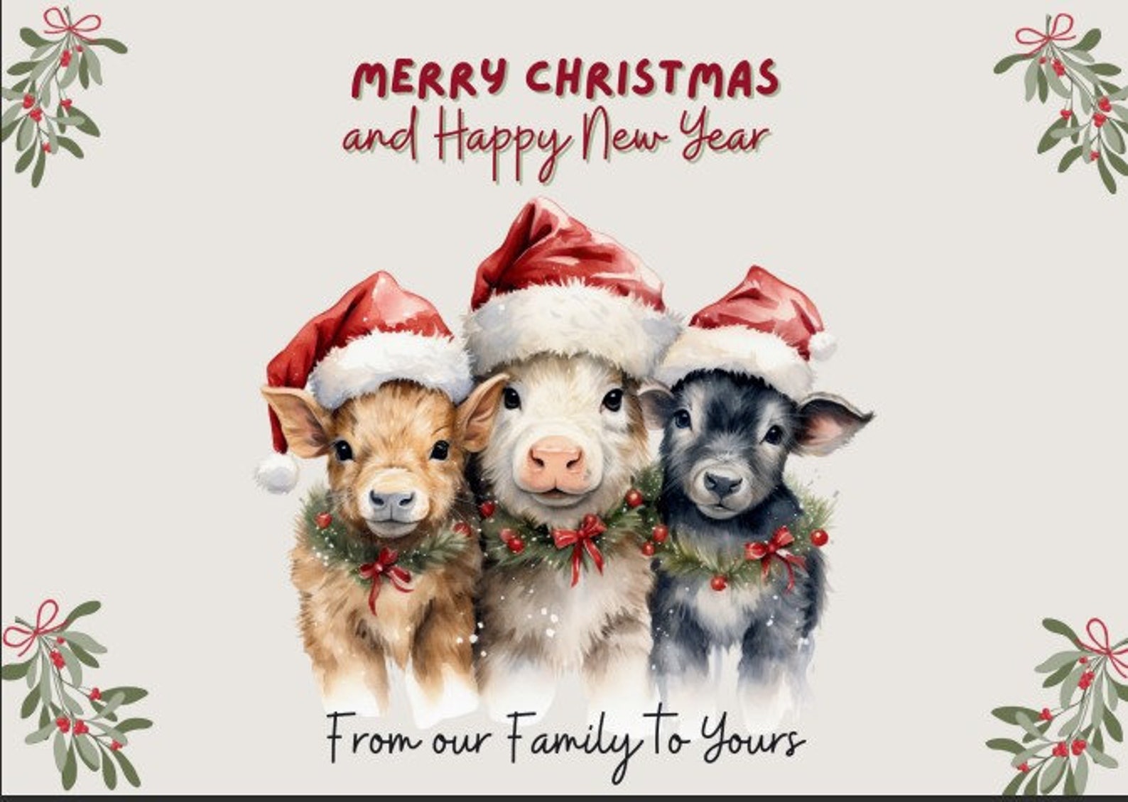 10 Farm Animal Christmas Cards Printable Christmas Cards Farm Animal ...
