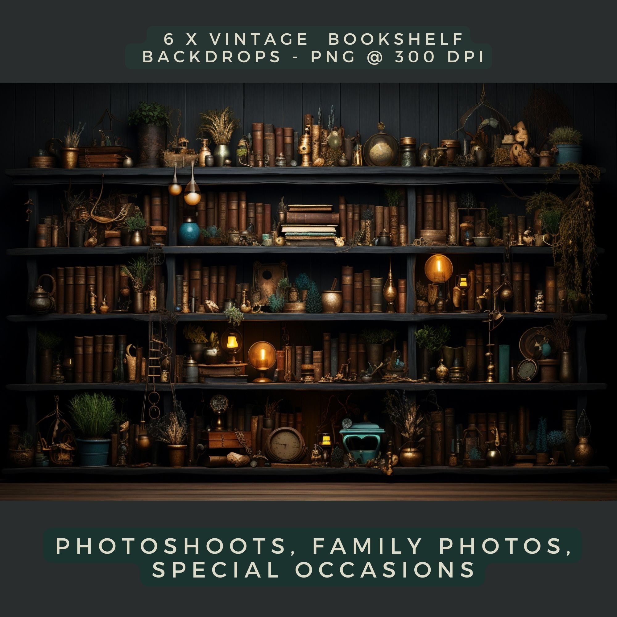 Vintage Bookshelf Backdrops Digital Library Backdrops PNG 6 Library Books Photoshoot Backdrops ...