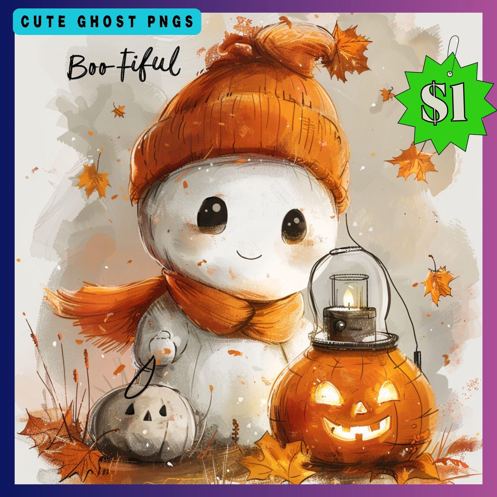 Cute Halloween Ghost PNG Watercolor Ghost Clipart Halloween Ghost ...