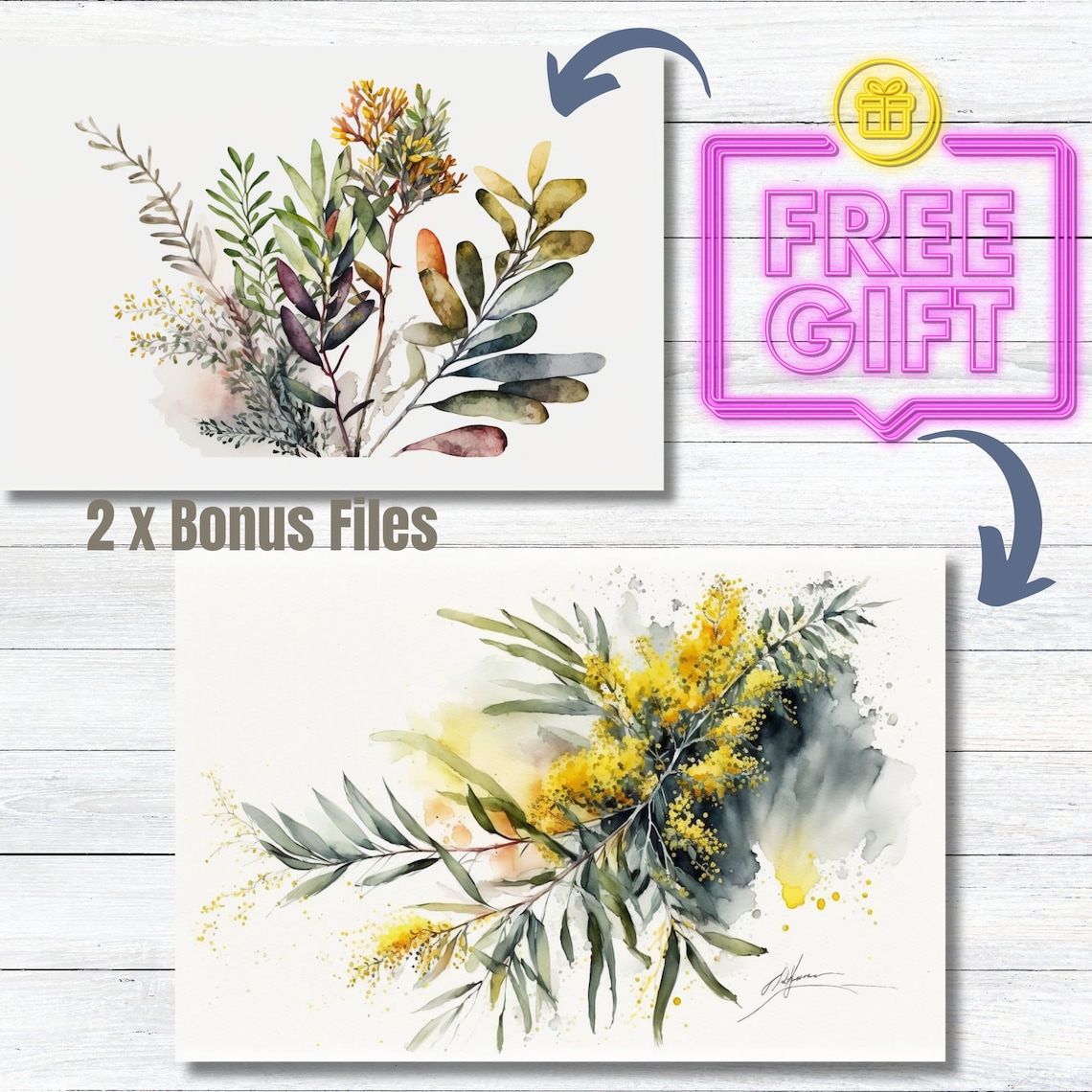 Abstract Wattle Flower Digital Print Wall Art Instant Download for Home ...