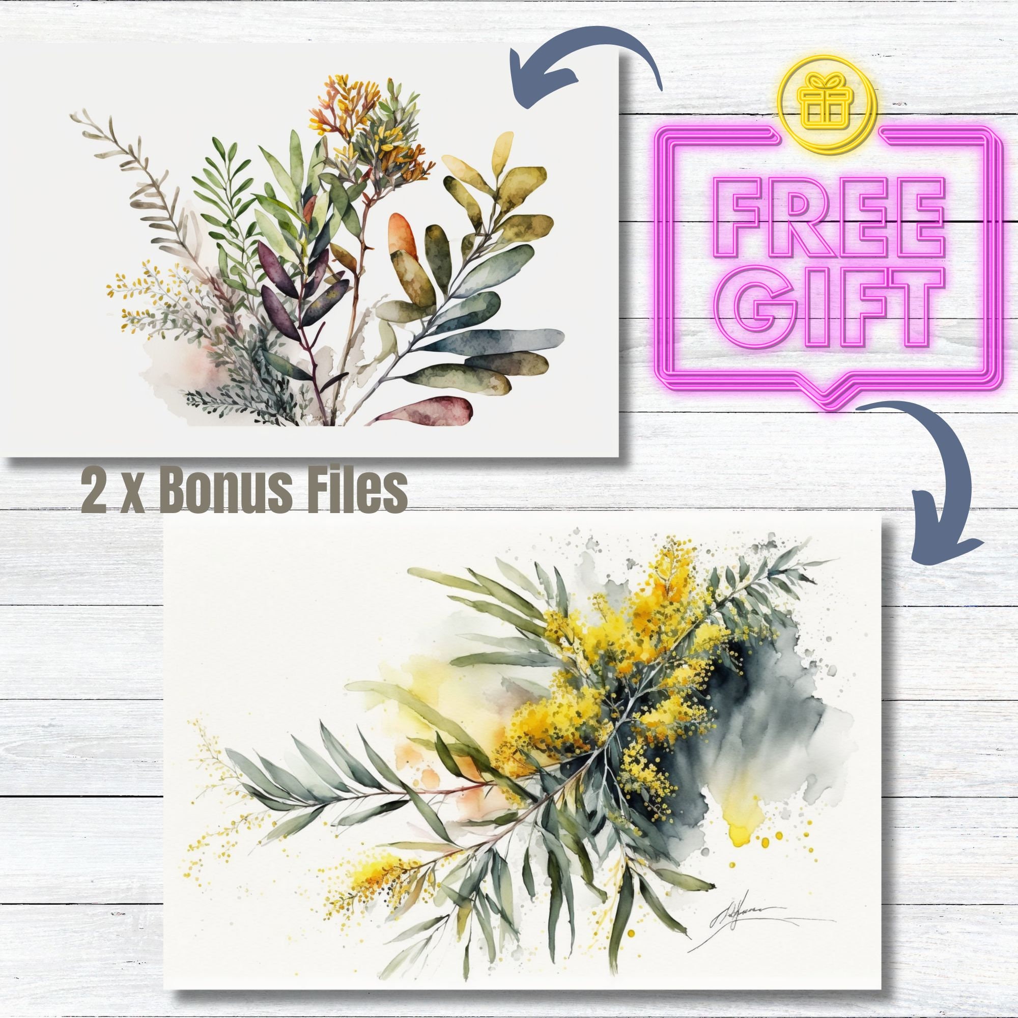 Abstract Wattle Flower Digital Print Wall Art Instant Download for Home ...