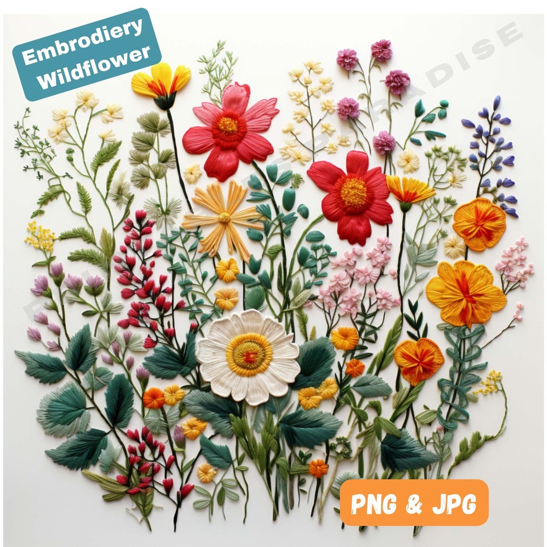 Wildflowers Embroidery Design 8 Pack Digital Files DIY Projects ...