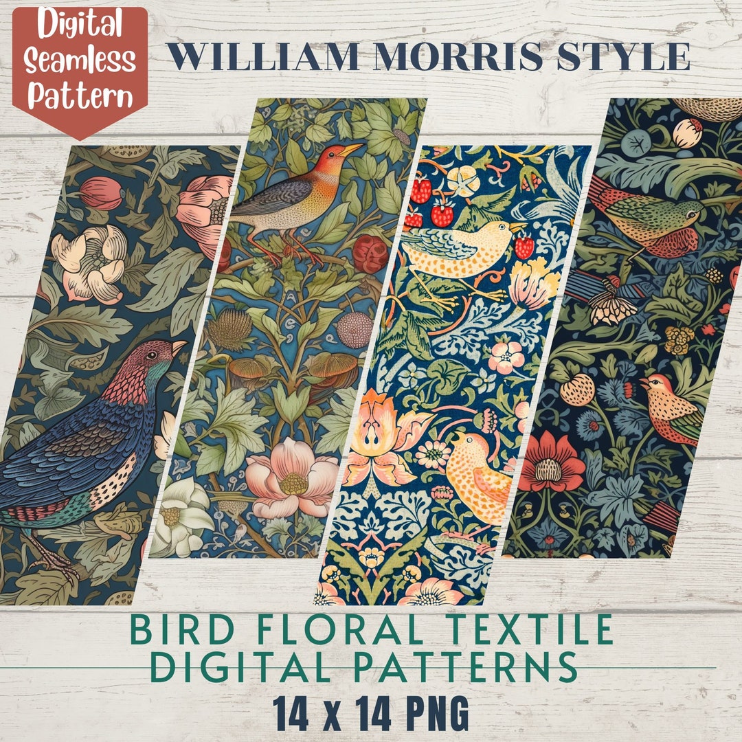 William Morris Bird Floral Pattern: Art Nouveau Digital Paper (PNG) - Etsy