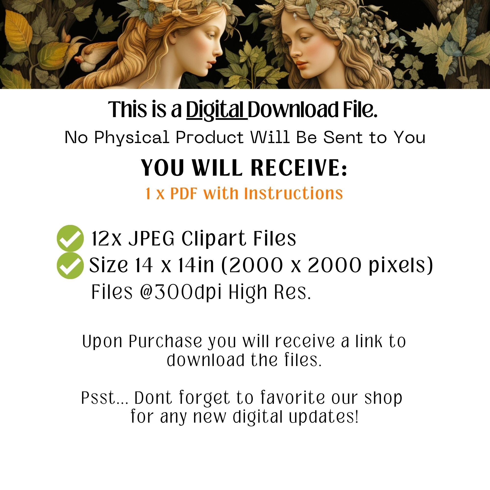 Forest Fairies Clipart Digital Enchanted Forest William Morris Style ...