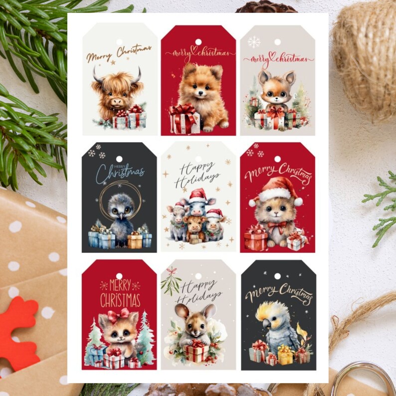 18 Baby Animal Printable Gift Tags Christmas Gift Tags Holiday - Etsy