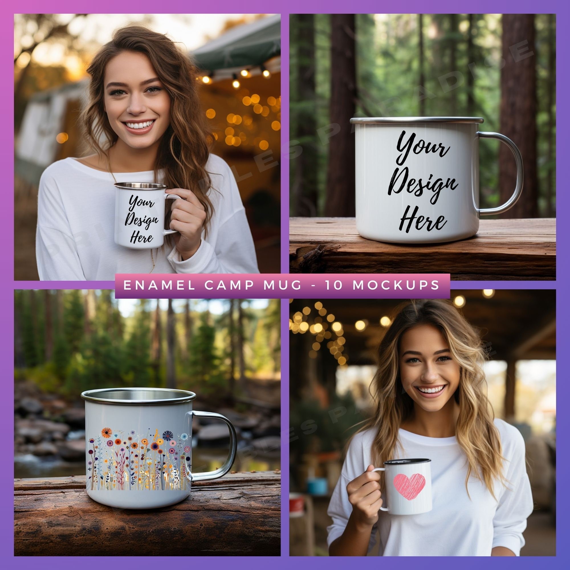 Camping Mug Mockup Bundle 12 Oz Camping Cup Mockup for Camping Designs ...