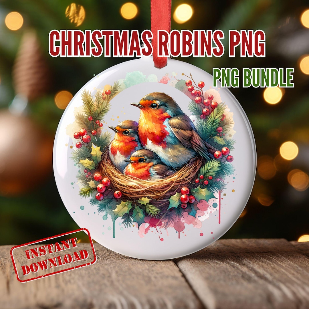 Christmas PNG Snowbirds Bundle 20 Digital Clipart Red Cardinals, Robins ...