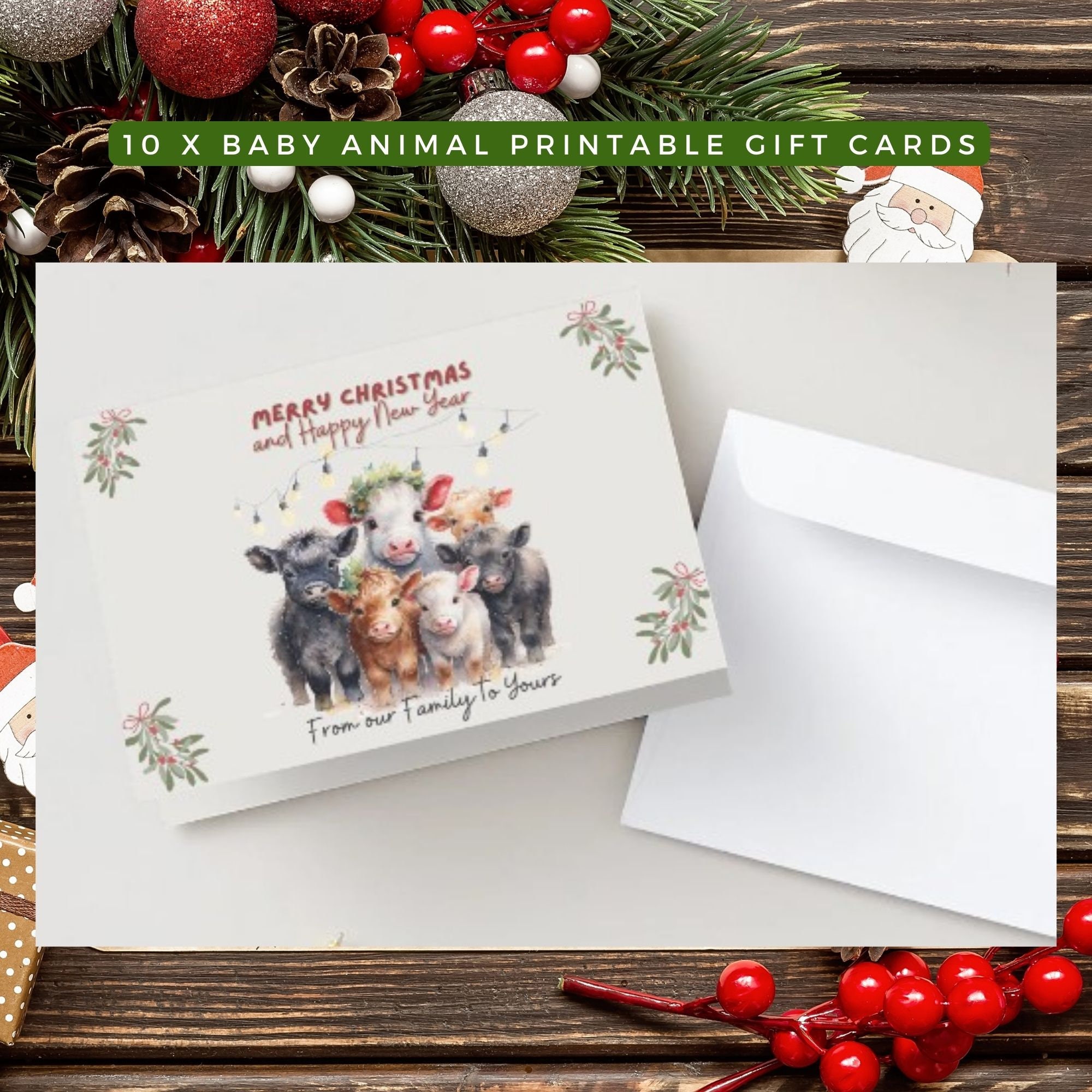 10 Farm Animal Christmas Cards Printable Christmas Cards Farm - Etsy