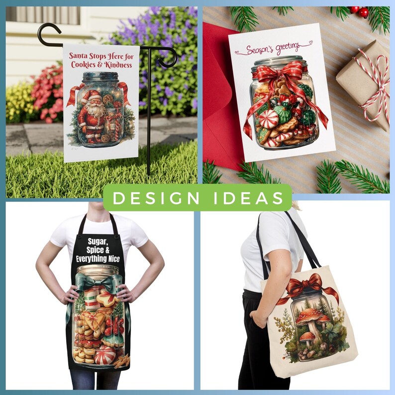 32 Christmas Mason Jar Bundle PNG Vintage Christmas Clipart Bundle PNG ...