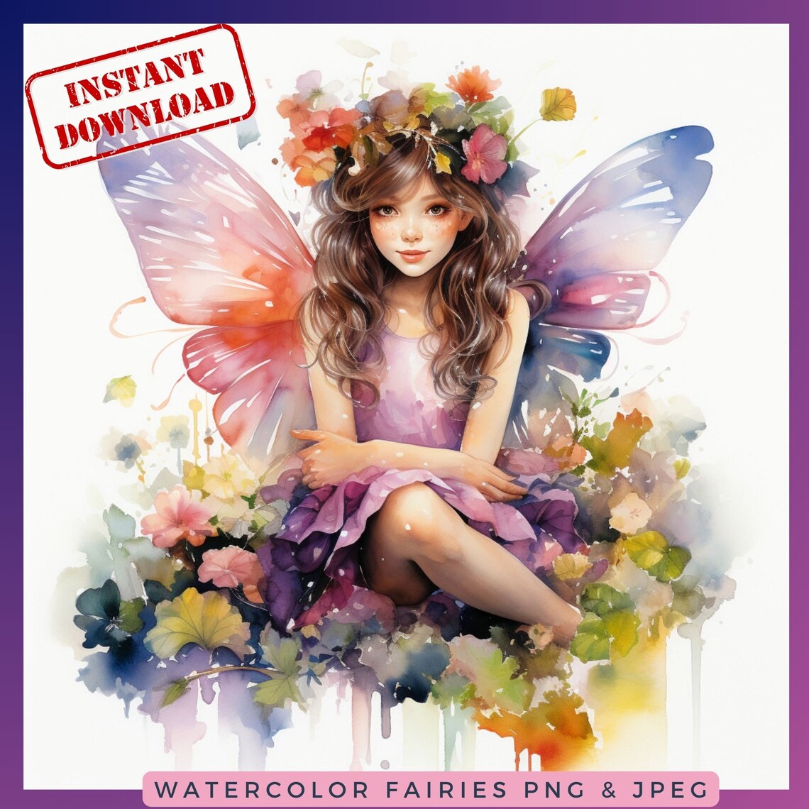 Watercolor Fairies Clipart Instant Download 28watercolor PNG Fairy ...