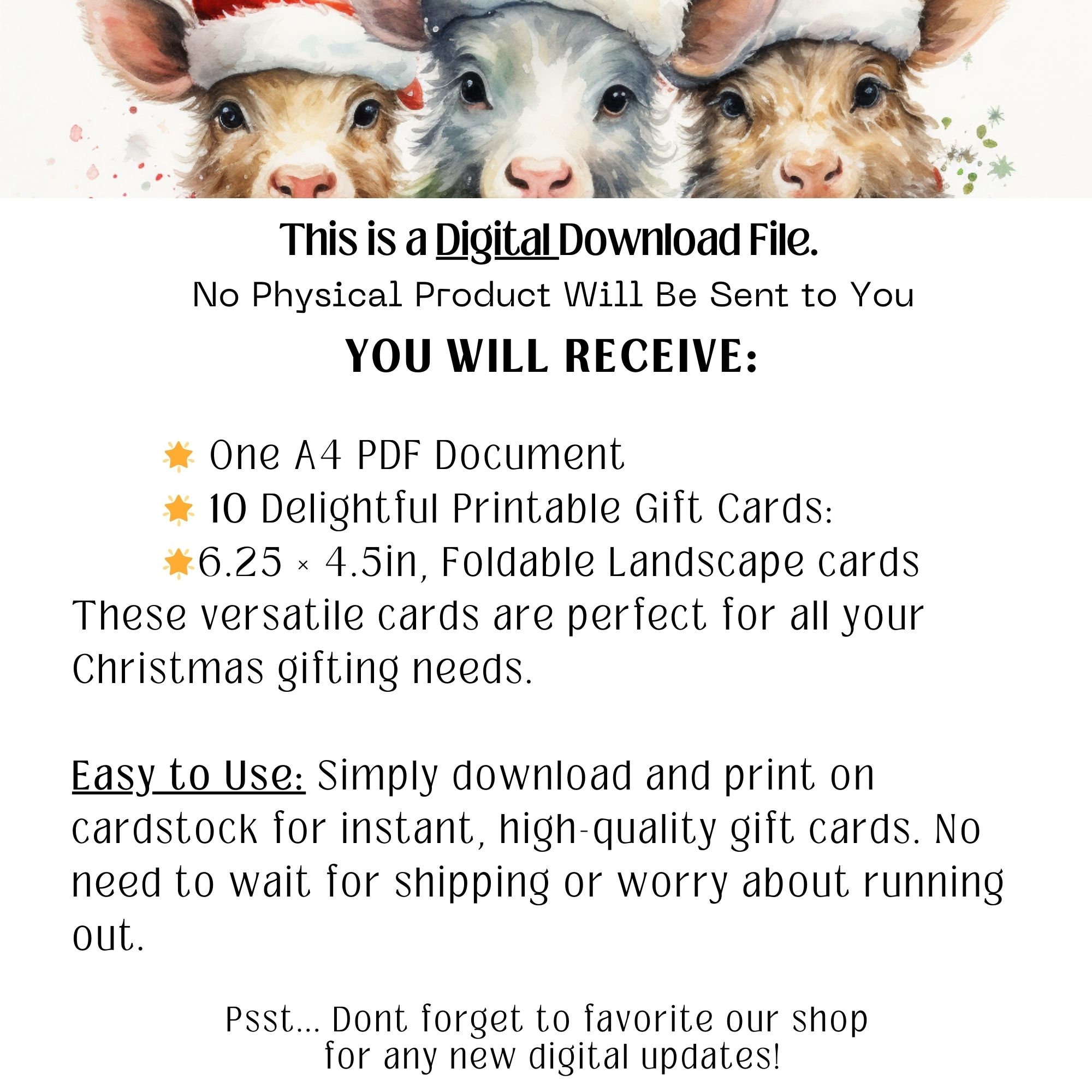10 Farm Animal Christmas Cards Printable Christmas Cards Farm - Etsy