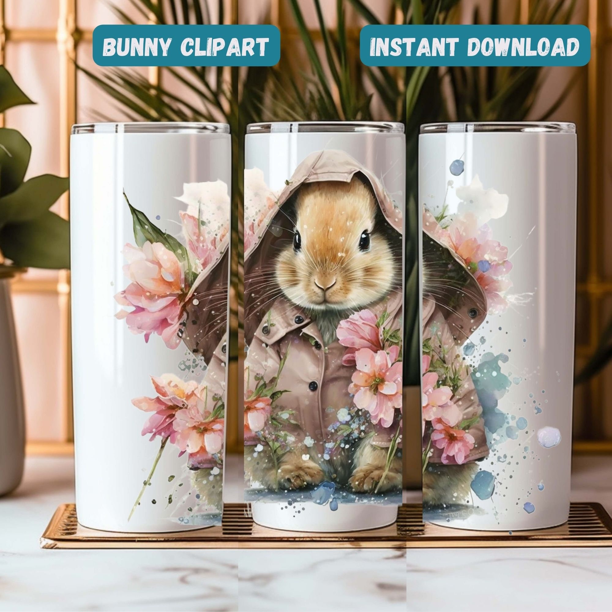 Watercolour Bunny Clipart Cute Bunny Rabbit Designs Nursery - Etsy