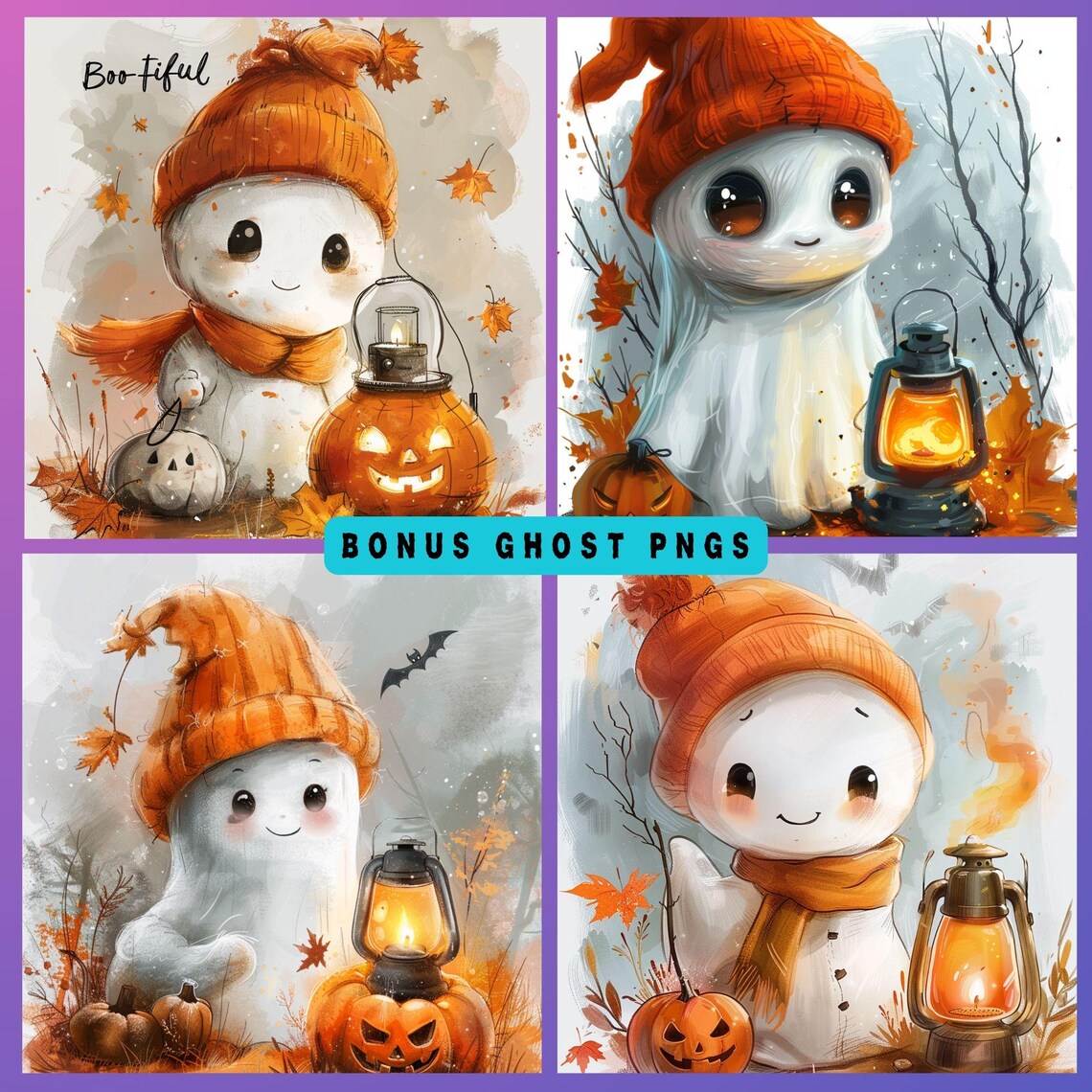 Cute Halloween Ghost PNG Watercolor Ghost Clipart Halloween Ghost ...