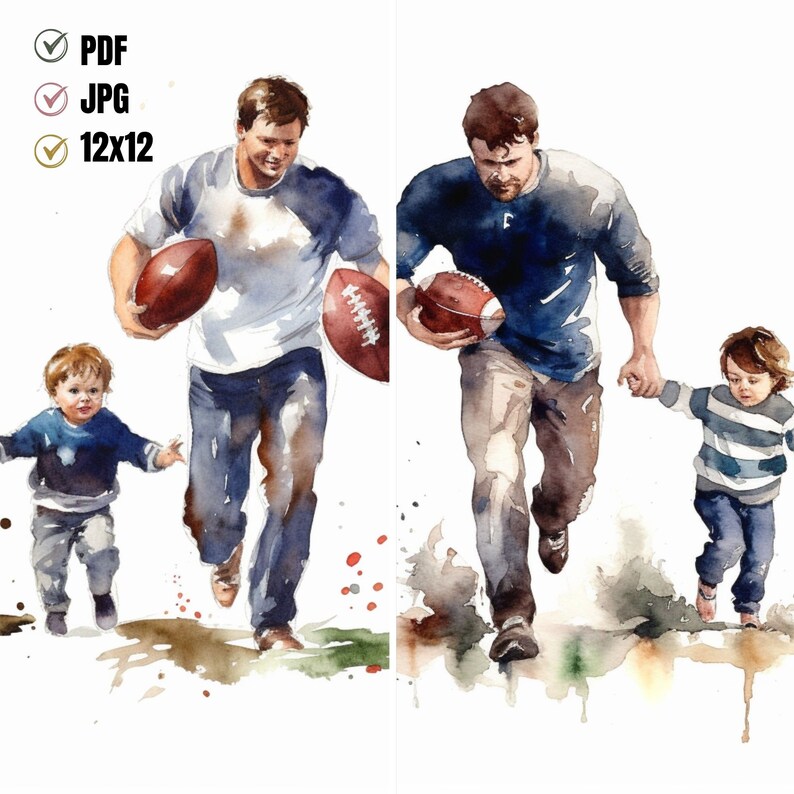 Father's Day Clipart Watercolor Printable Abstract Father and Son PDF ...