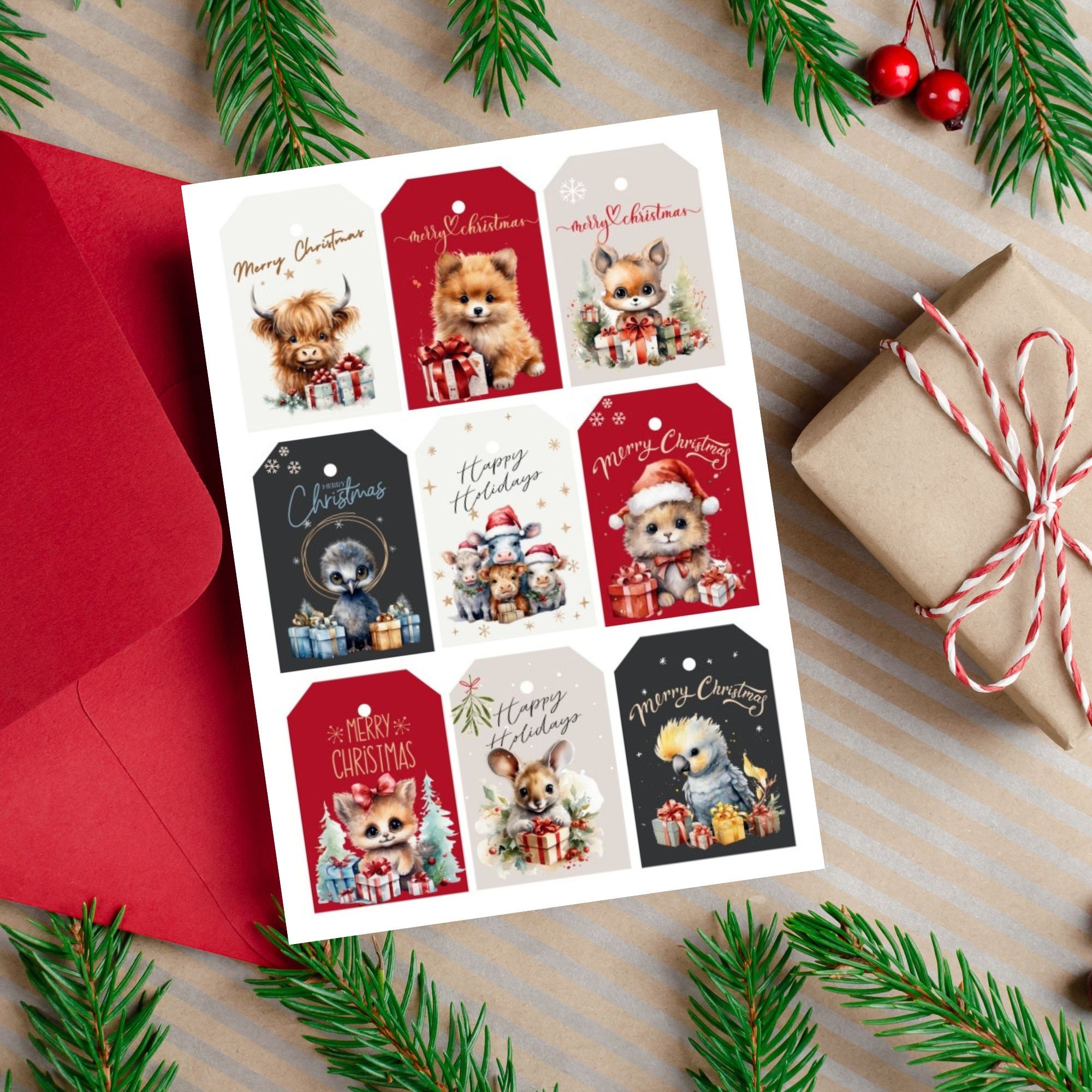 18 Baby Animal Printable Gift Tags Christmas Gift Tags Holiday - Etsy